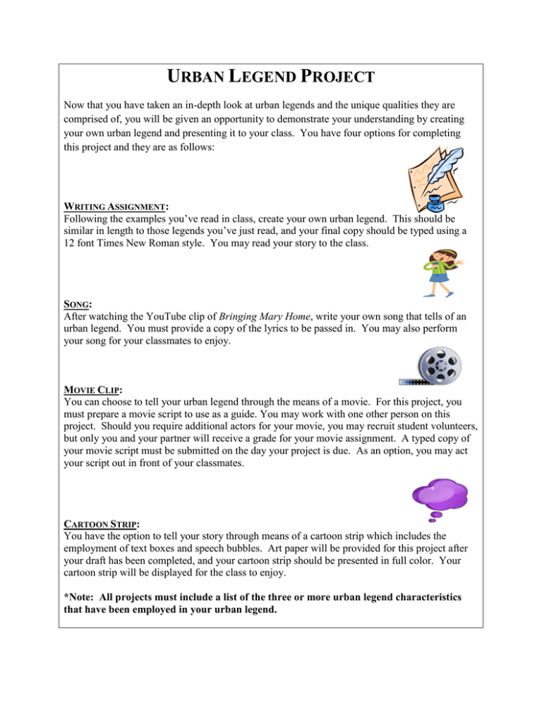 urban_legend_project_and_rubric