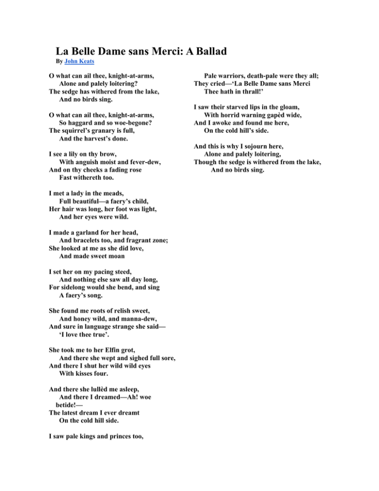 La Belle Dame sans Merci: A Ballad by John Keats