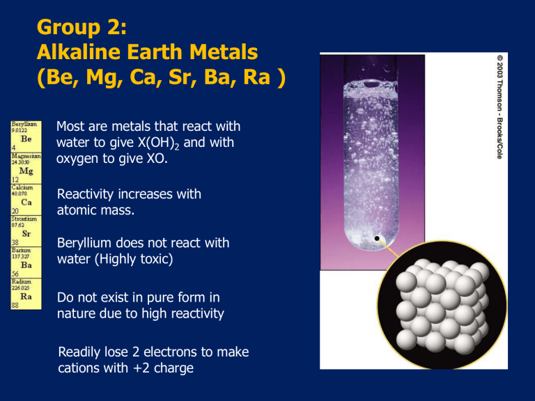 Alkaline Earth Metals: Properties, Reactions & Applications