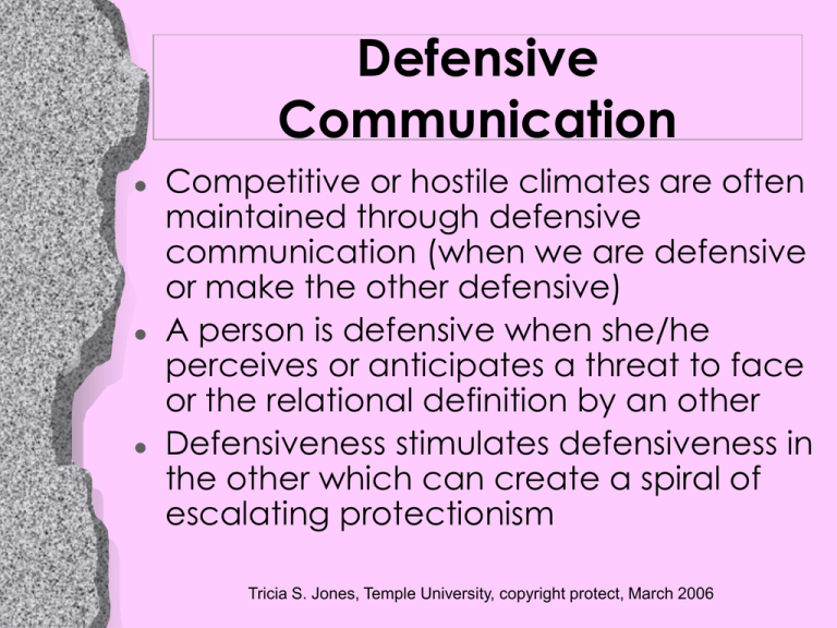 Defensive vs. Supportive Communication: Gibb's Categories