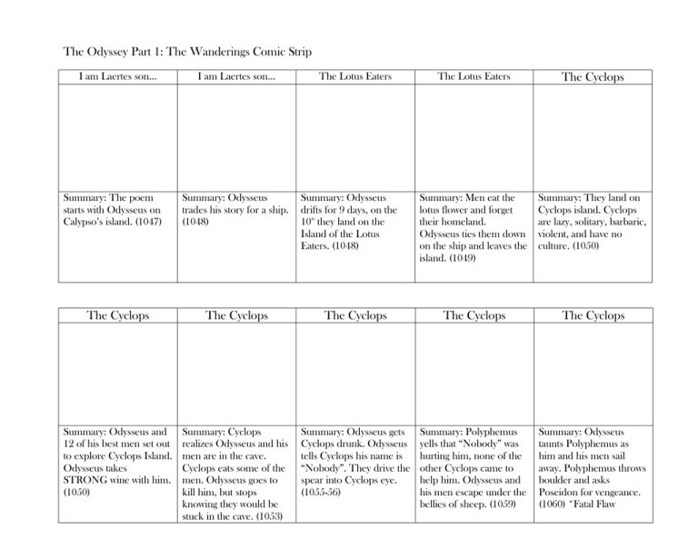 The Odyssey Part 1: The Wanderings Comic Strip I am Laertes son