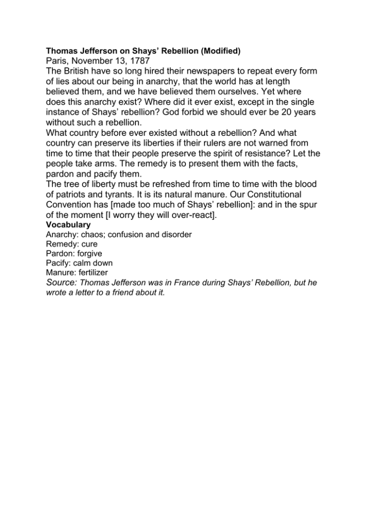 Shays Rebellion documents