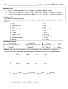 Acid and Base Homework
