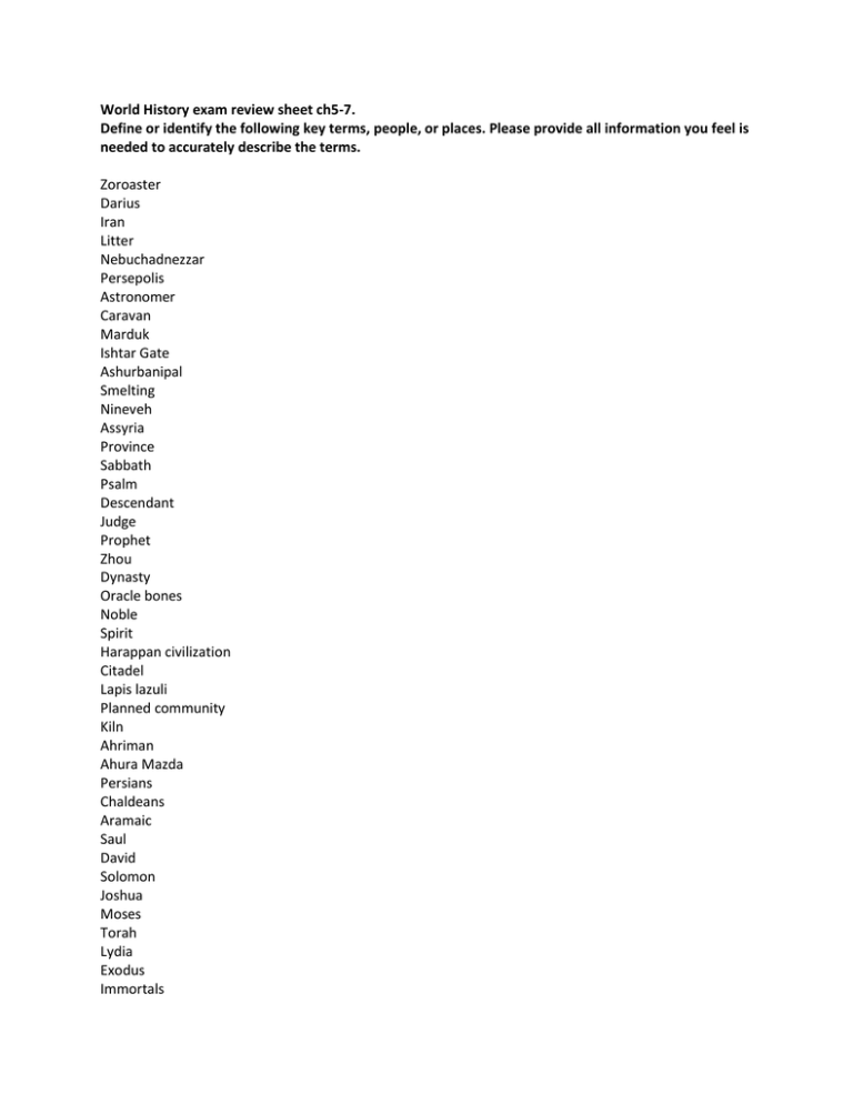 World History Exam Review Sheet Ch5 world-history-exam-review-sheet-ch5
