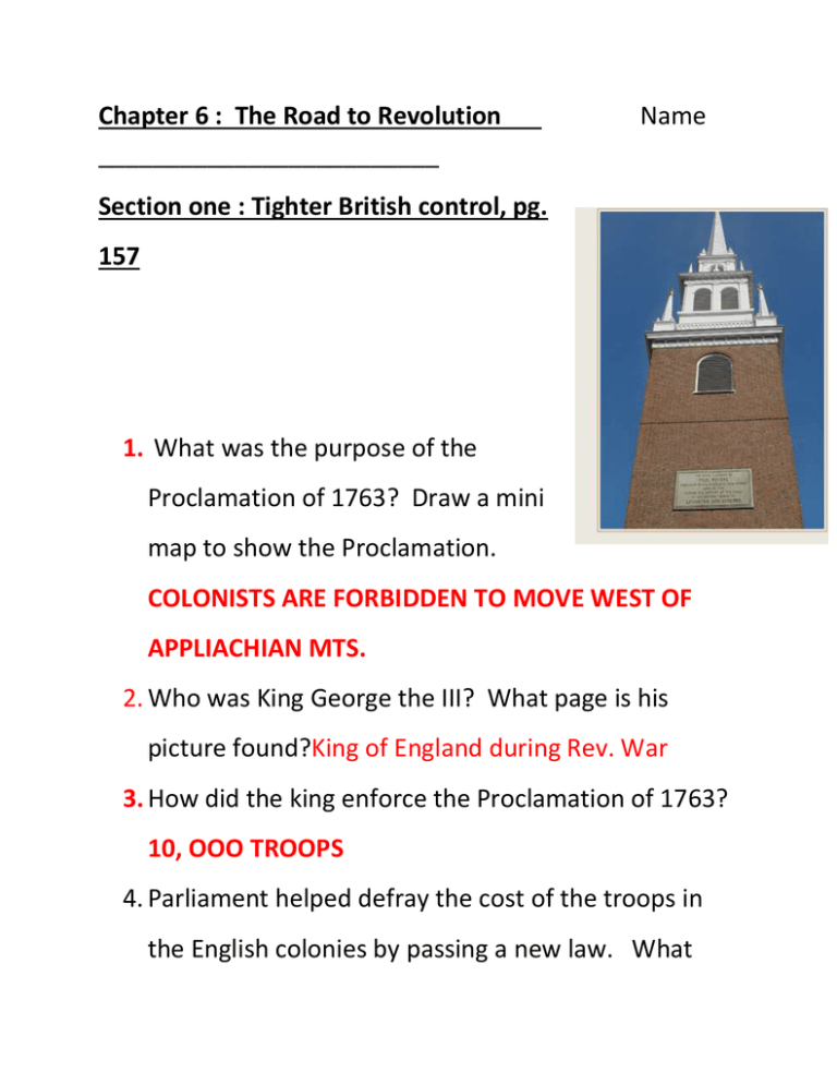study guide 6 the road to revolution