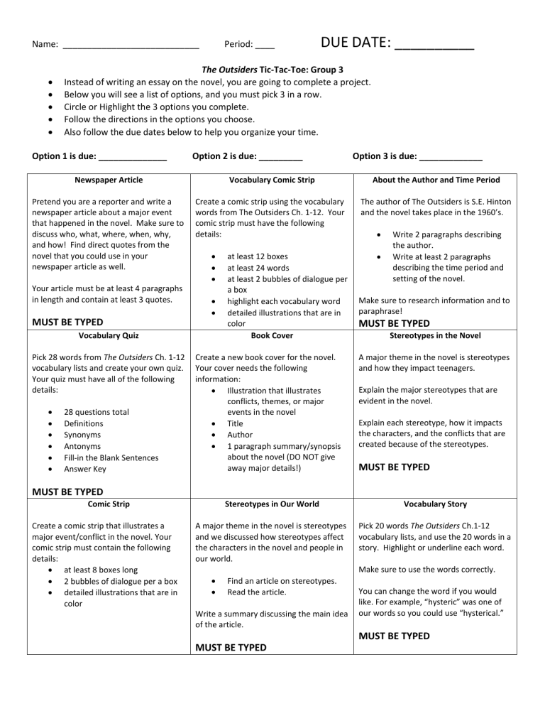 The Outsiders Project: Tic-Tac-Toe Assignment
