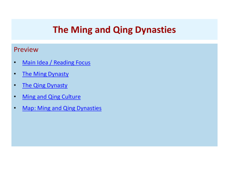 Ming and Qing Dynasties: History Presentation