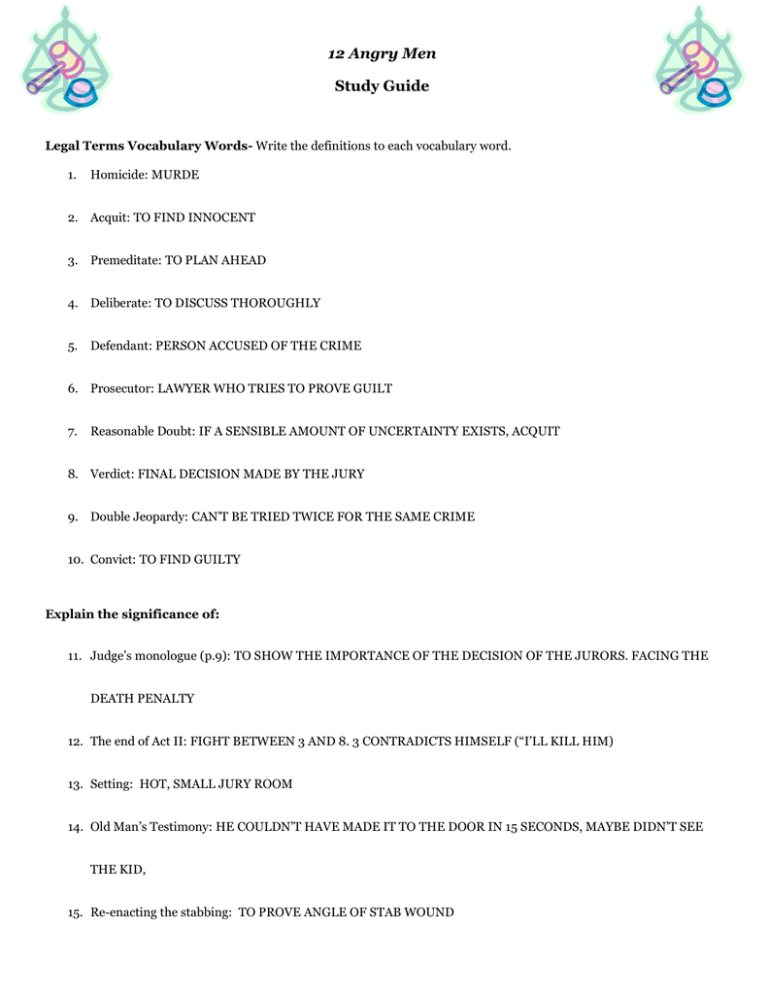 12 Angry Men Study Guide