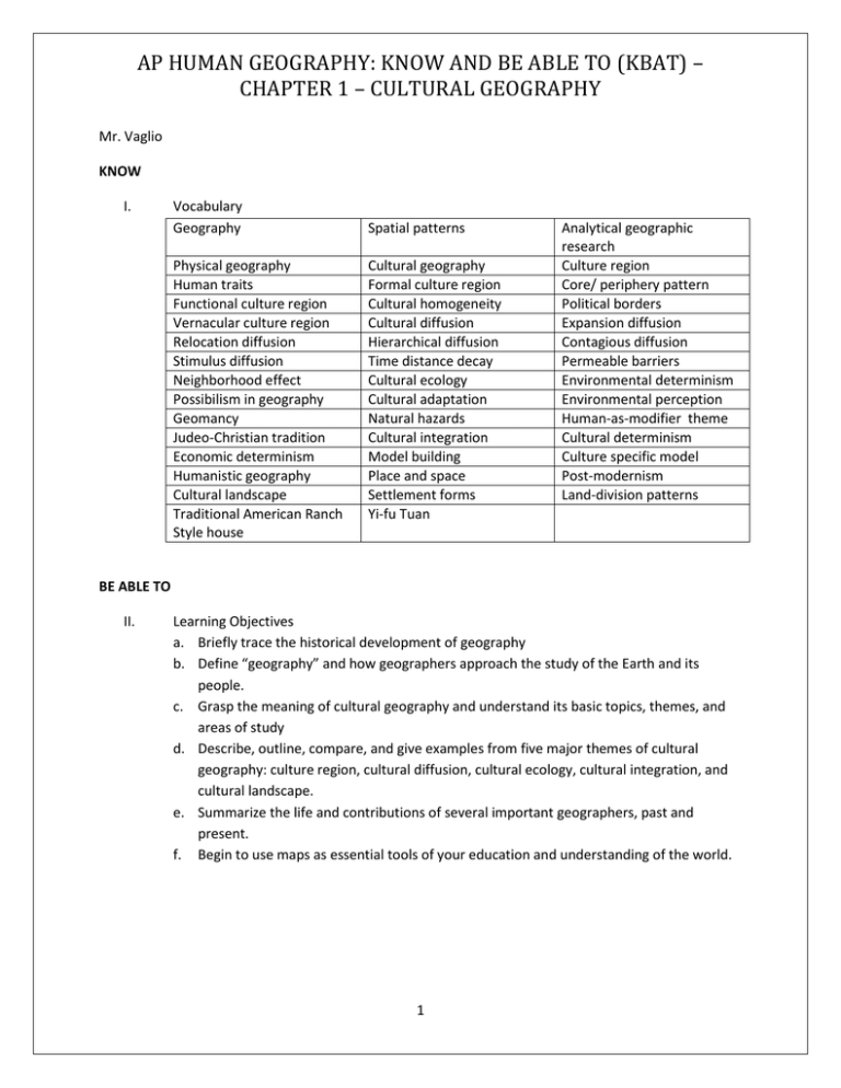 AP Human Geography: Cultural Geography Study Guide