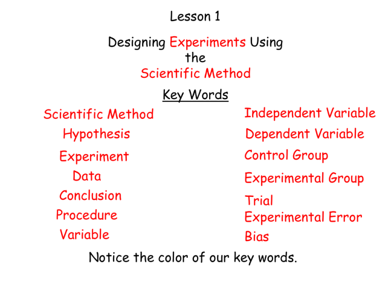 Scientific Method: Designing Experiments Lesson