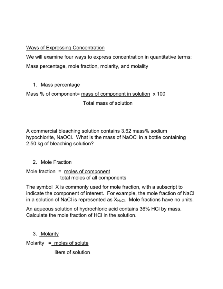 Ways of Expressing Concentration