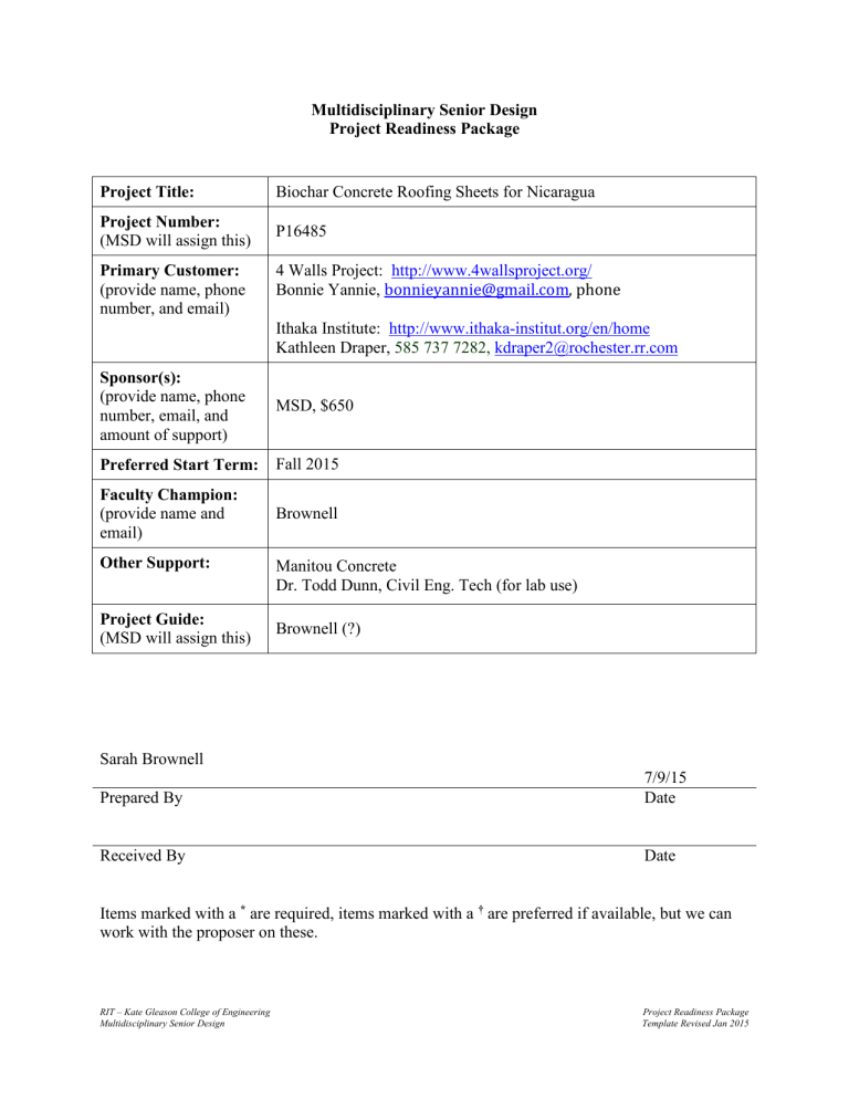 Project Readiness Package