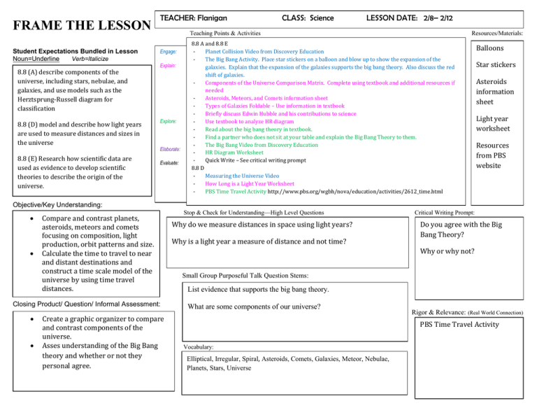 Lesson Frame - Week 22