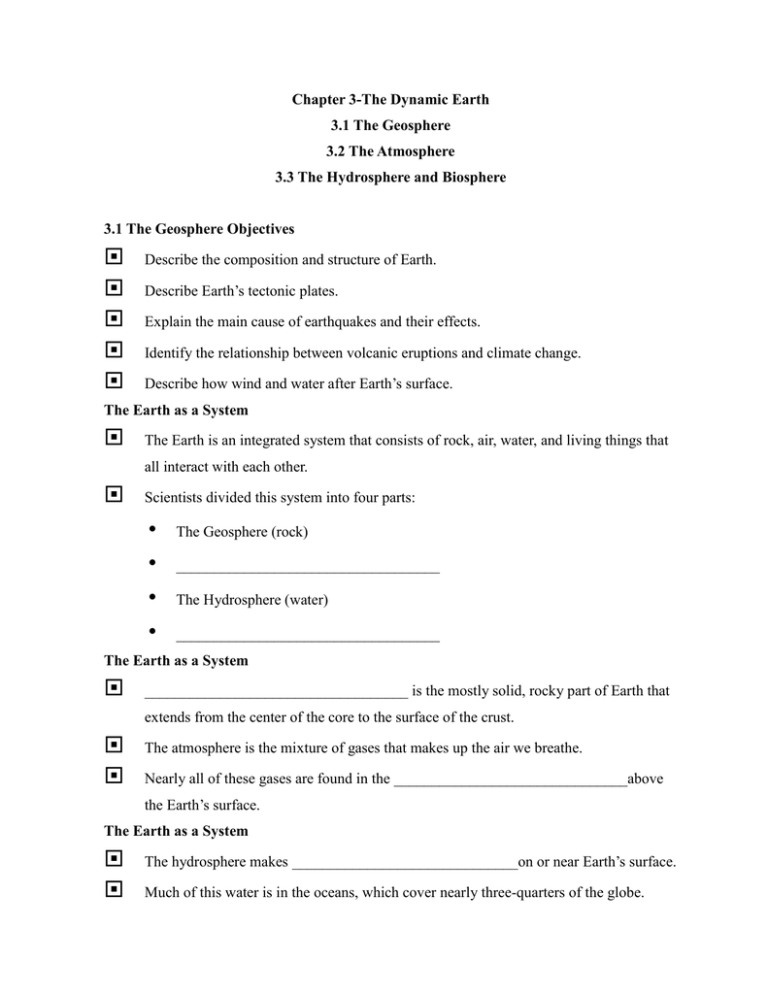 Earth's Dynamic Systems: Geosphere, Atmosphere, Hydrosphere