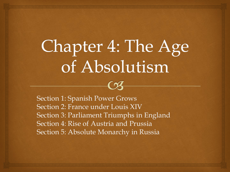Age of Absolutism: Spain, France, England, Russia