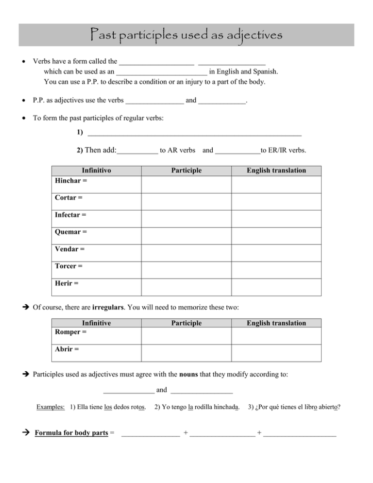 WS_ Past participles used as adjectives