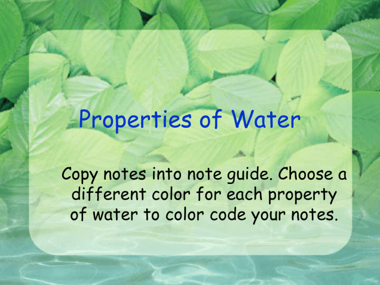 Properties of Water
