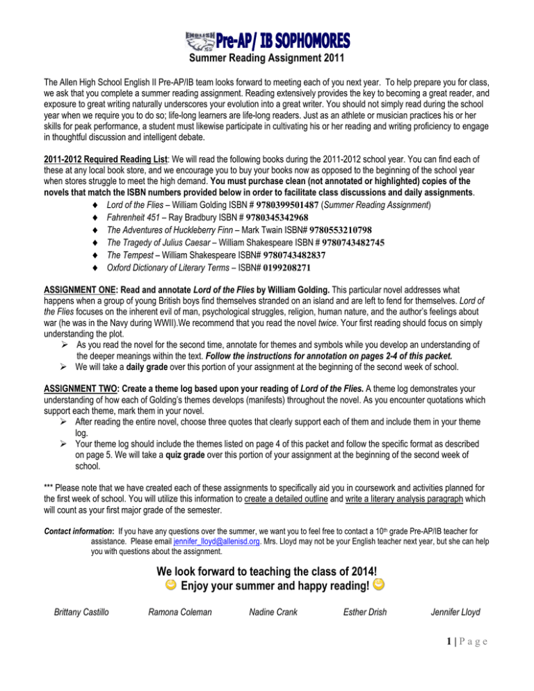 English II Pre AP/IB