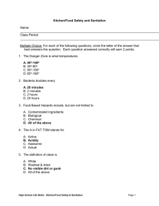 Kitchen & Food Safety Test: Questions & Answers