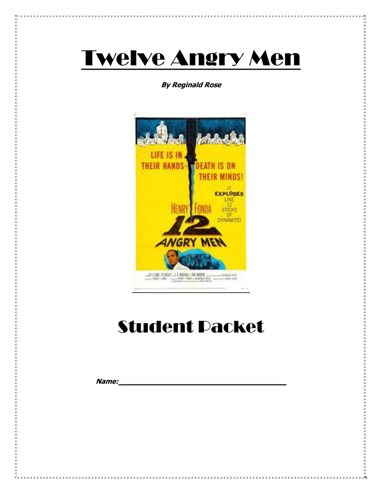 Twelve Angry Men Student Packet: Activities & Analysis