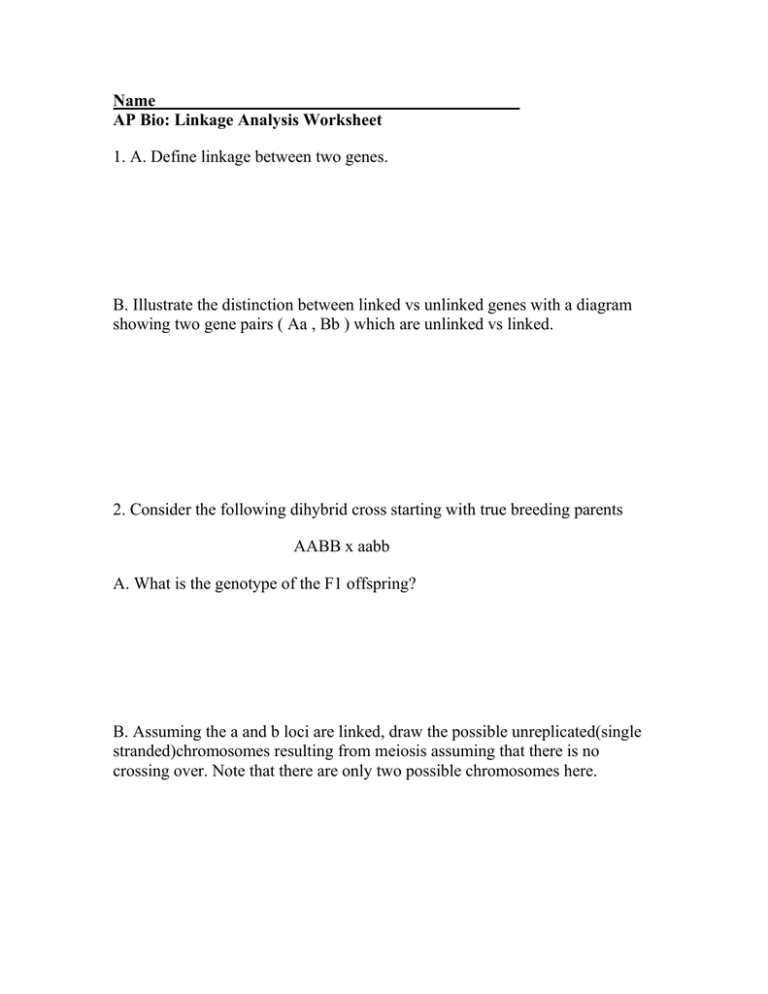 AP Biology Linkage Analysis Worksheet