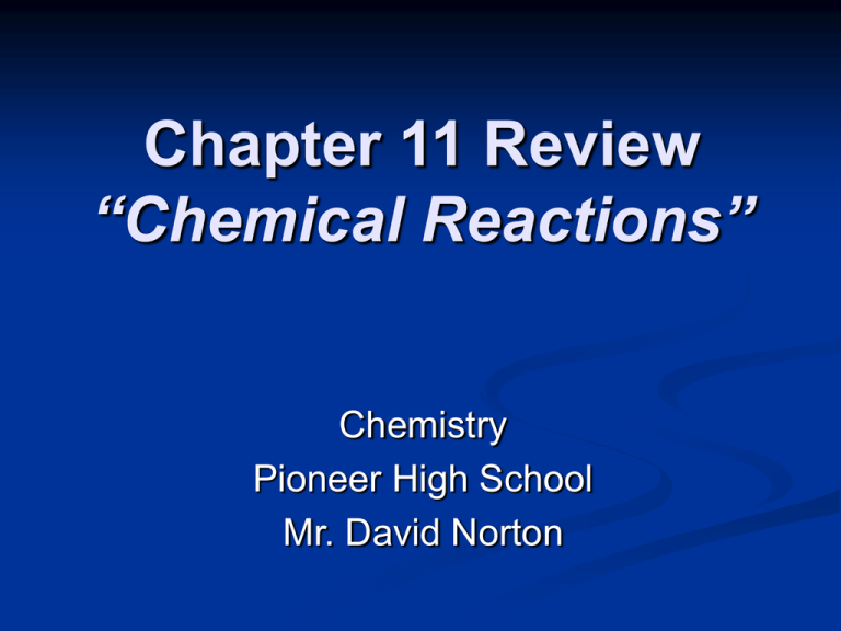 Chemical Reactions Review: Chemistry Presentation