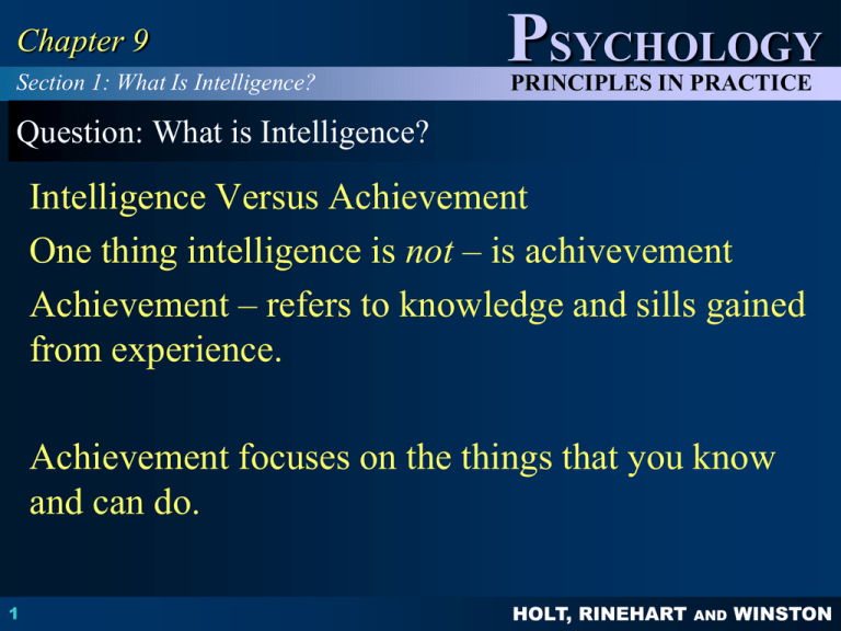 Intelligence: Definition, Theories, and Measurement