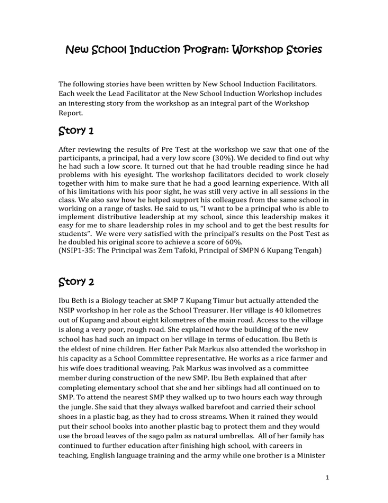 Story 1 - new schools induction program (nsip)