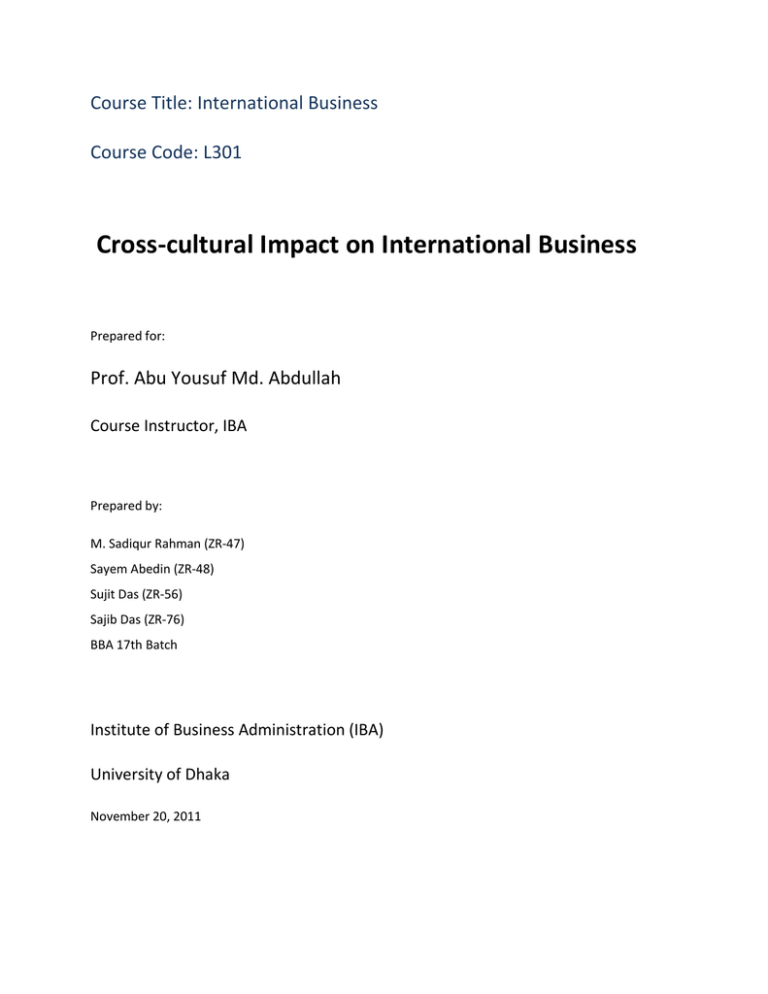 Cross-cultural Impact on International Business