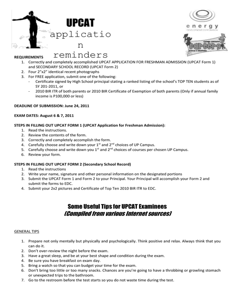 UPCAT Application Reminders & Exam Tips