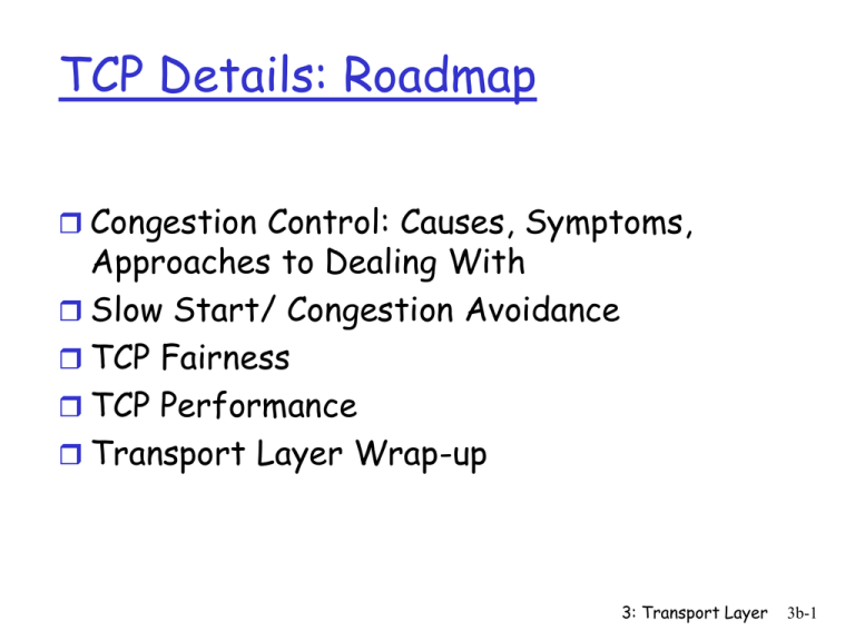 TCP Congestion Control: Roadmap, Fairness, & Performance