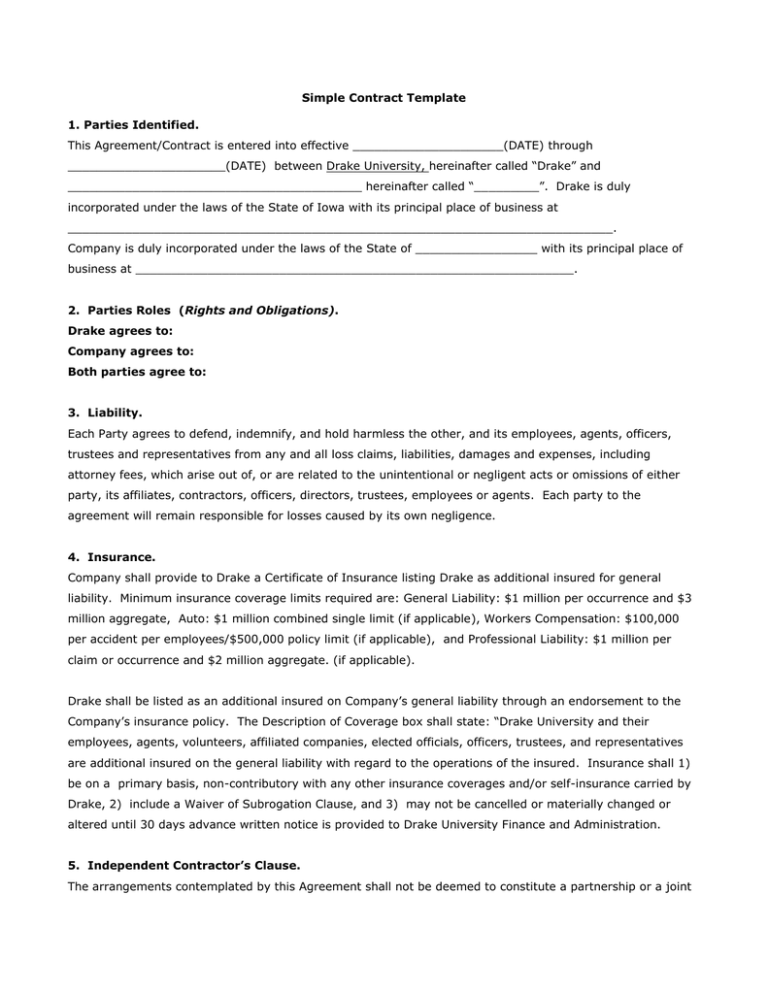 Simple Contract Template