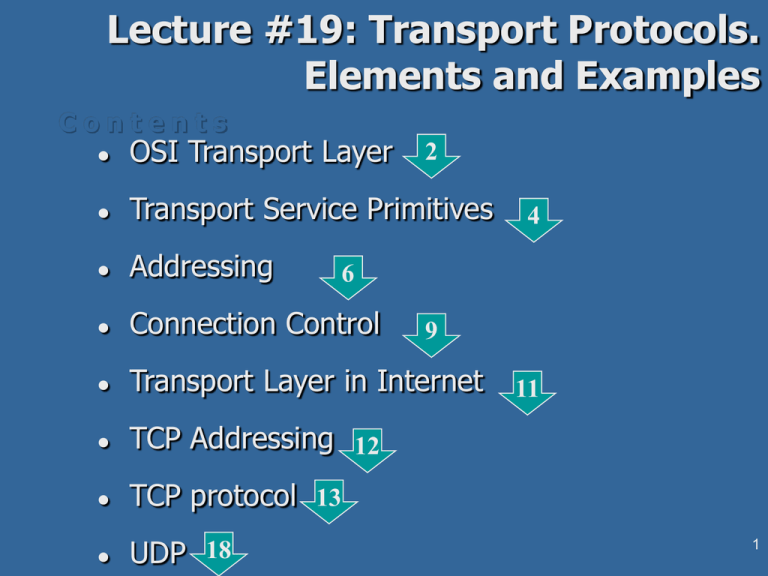 Transport Protocols: Elements and Examples - TCP/UDP