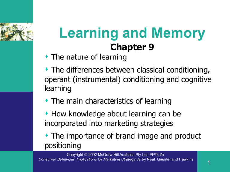 Learning & Memory: Consumer Behavior Marketing Strategies