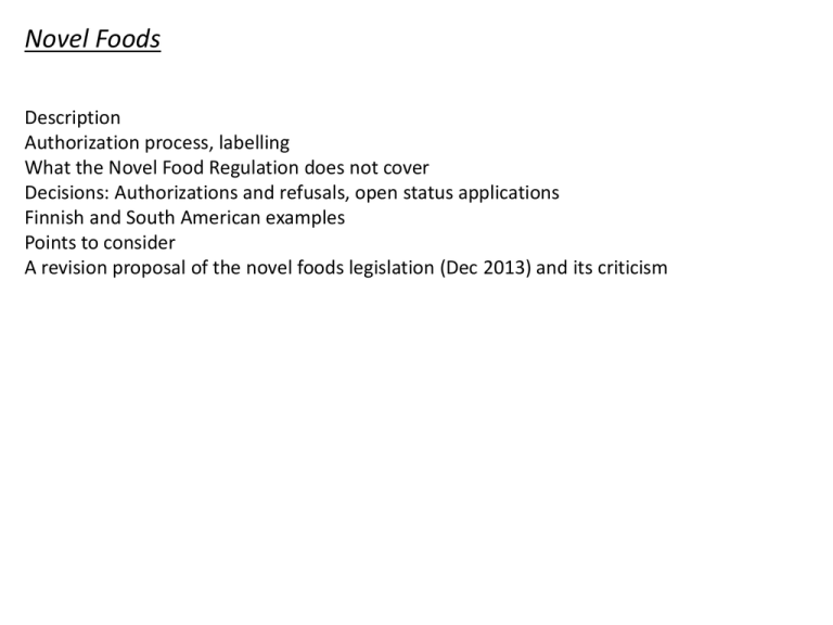 Novel Foods