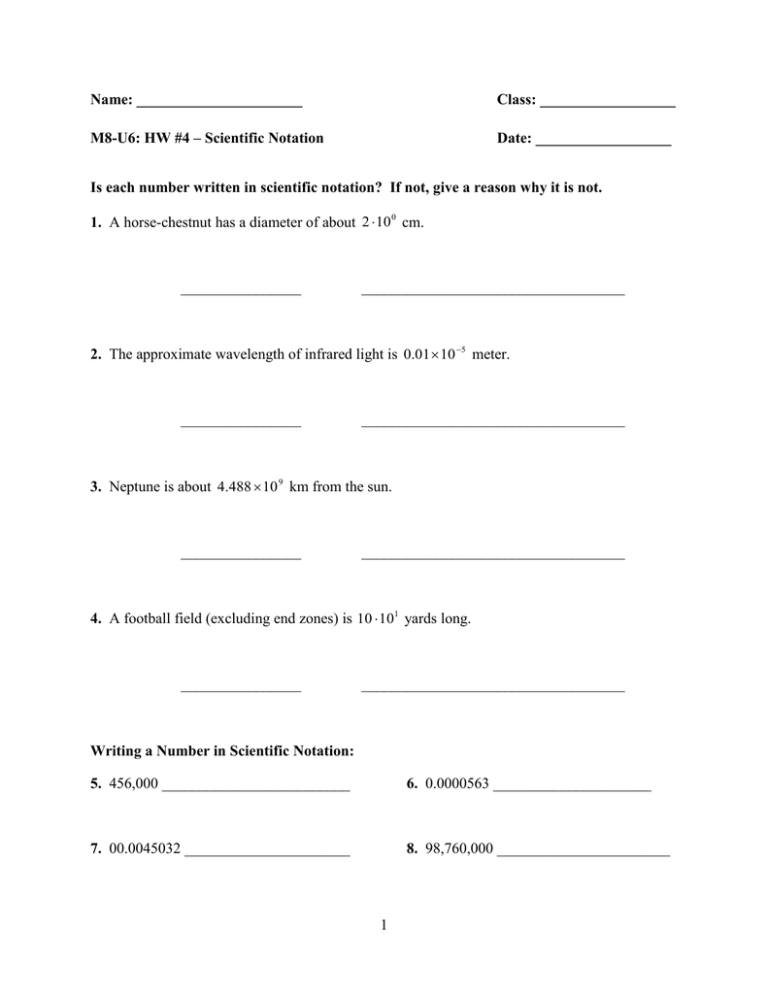 Scientific Notation Homework: Middle School Math
