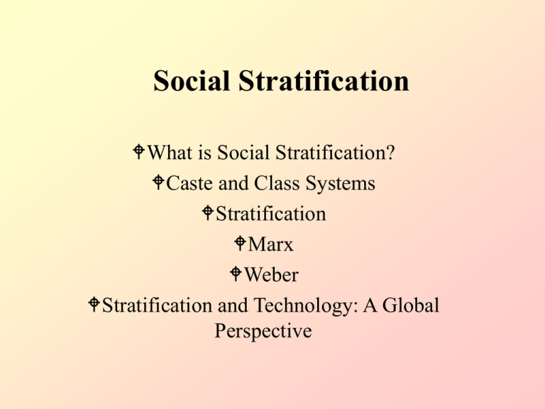 Social Stratification: Caste, Class, Marx, Weber