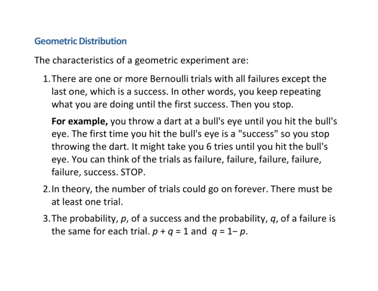 Geometric, Hypergeometric and Poisson Distributions