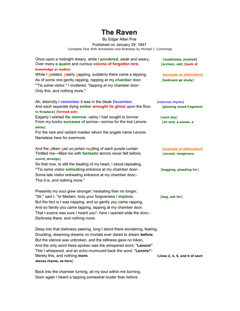 The Raven by Edgar Allan Poe - Annotated Text
