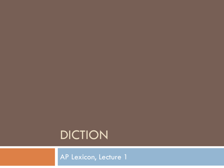 Diction in Language: AP Lexicon Lecture 1 Presentation