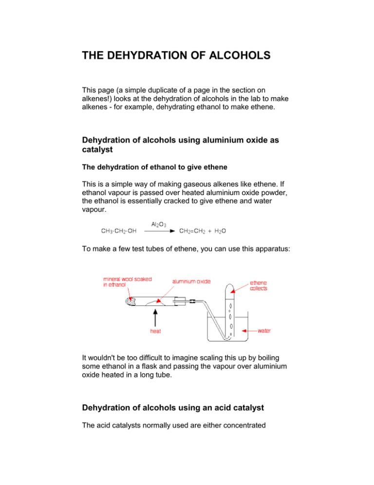 the dehydration of alcohols