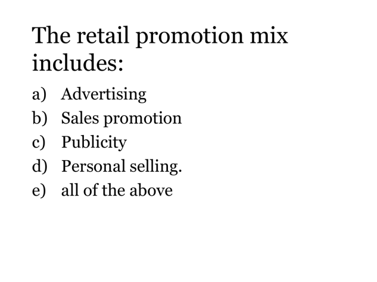 Marketing & Retail Promotion Quiz Questions