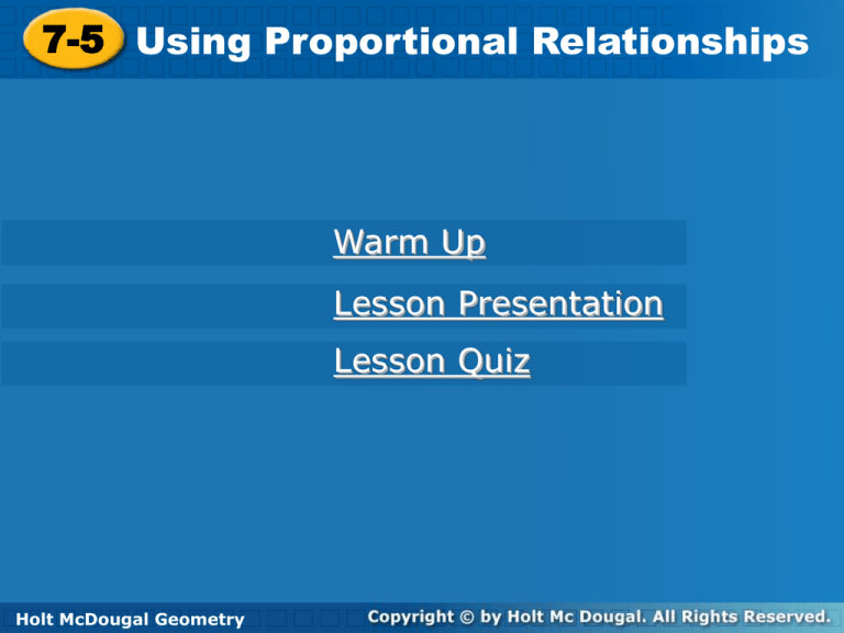 Proportional Relationships in Geometry