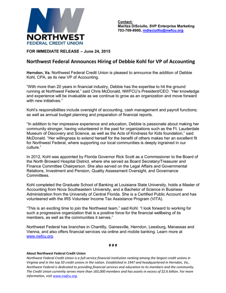 Northwest Federal Credit Union is a full-service