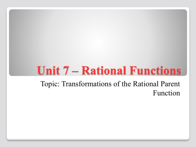 Rational Functions: Transformations & Asymptotes