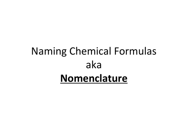 Chemical Nomenclature: Naming Chemical Formulas