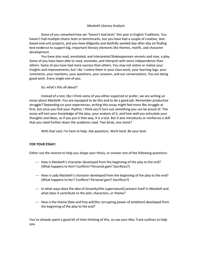 Macbeth Literary Analysis