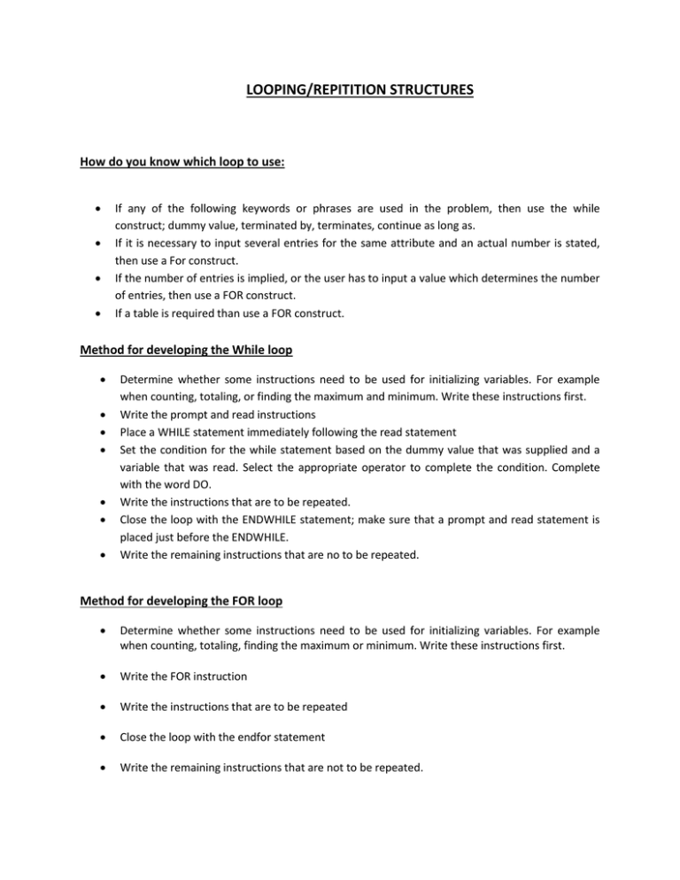 Looping Structures: FOR & WHILE Loops in Programming