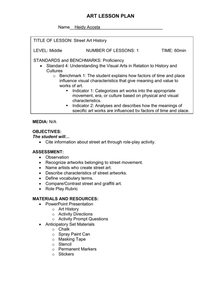 Street Art History Lesson Plan for Middle School