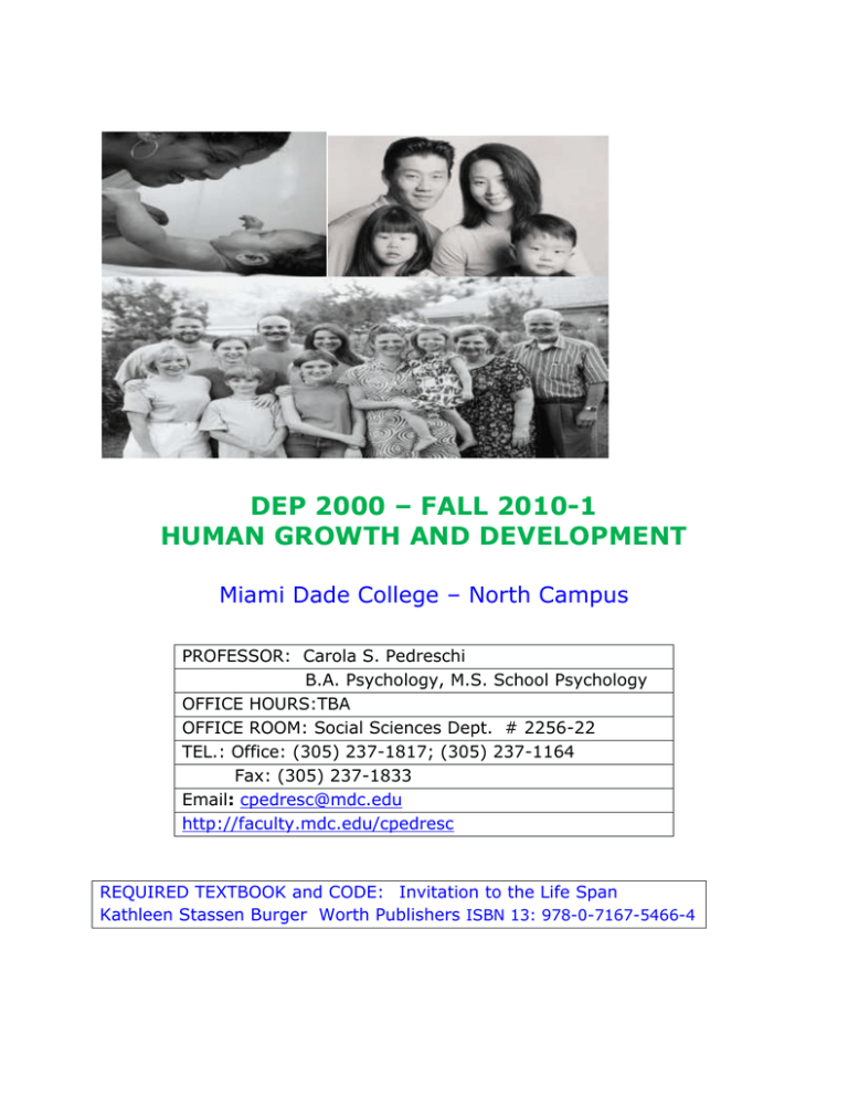 Human Growth & Development Syllabus - Miami Dade College